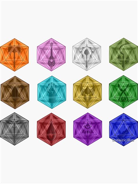 "DnD Class D20s" Sticker for Sale by DrewzicIllus | Redbubble