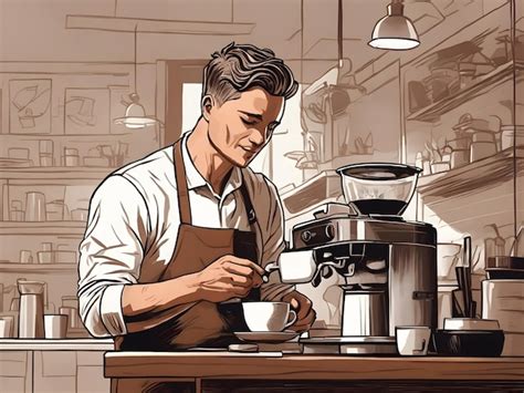 Premium Ai Image Flat Illustration A Male Barista Making Coffee