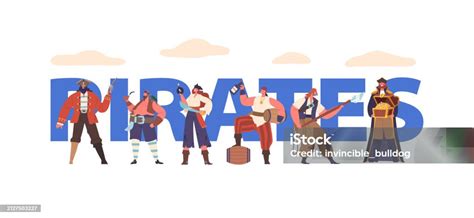 해적 개념 항해 무법자 남성과 여성 해적 선원 선장 캐릭터 보물을 위해 배를 약탈합니다 주장에 대한 스톡 벡터 아트 및 기타