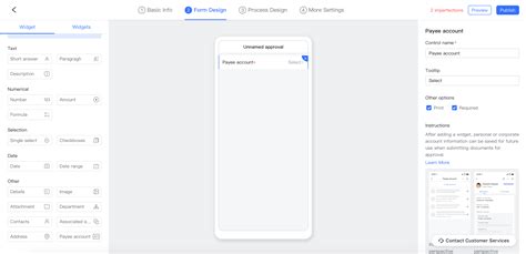 Admin Use The Payee Account Widget