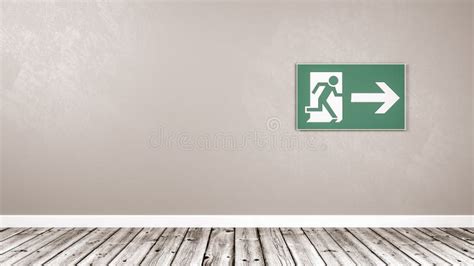 Emergency Exit Sign In The Room With Copy Space Stock Illustration Illustration Of Plan