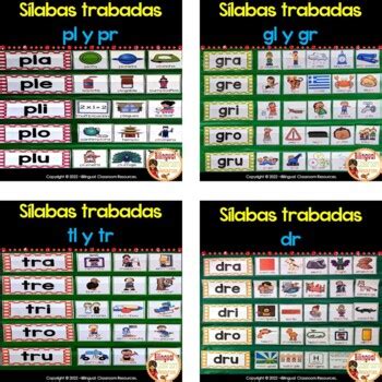 Sílabas trabadas Grupos consonánticos Pocket Chart Bolsillos Bundle