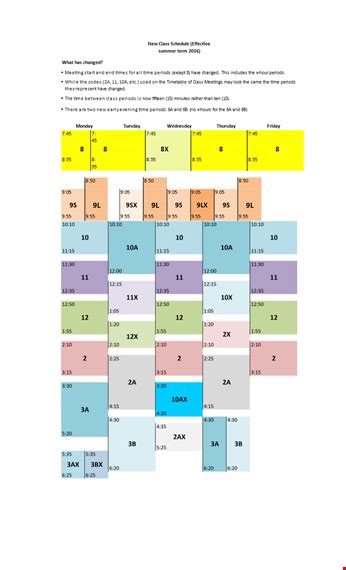 Printable College Class Schedule Template