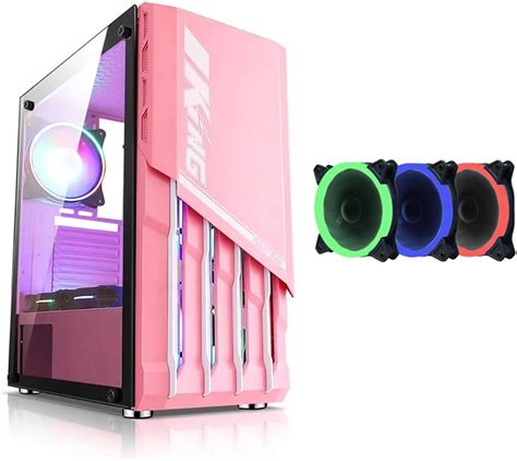 Amazon Com Hdyd Pink Gaming Case Mid Tower Pc Gaming Case Atx M Atx Itx Front I O Usb