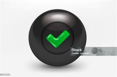 녹색 확인 표시 아이콘이 있는 검은색 공입니다 3d 벡터 그림 0명에 대한 스톡 벡터 아트 및 기타 이미지 0명 3차원
