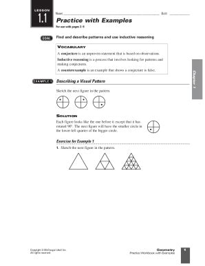 Fillable Online Lesson 1: 1-1 Using Patterns and Inductive Reasoning Fax Email Print - pdfFiller