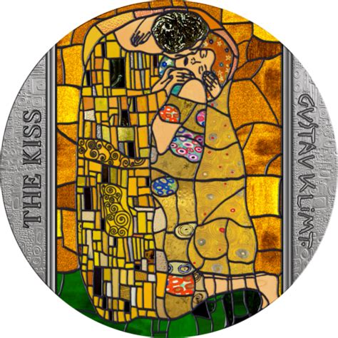 POCAŁUNEK GUSTAW KLIMT WITRAŻE 2 OZ SREBRNA MONETA 10 CEDIS GHANA 2023