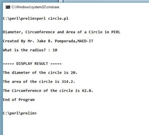 Free Programming Source Codes And Computer Programming Tutorials Diameter Circumference And