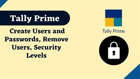 Tally Prime Create Users And Passwords Remove Users Security Levels