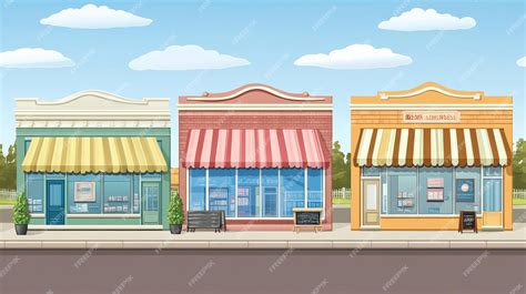 Colorful Main Street Storefronts In A Quaint Small Town Premium Ai