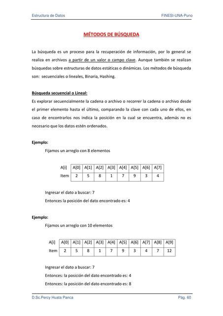 Estructura De Datos Métodos De Búsqueda Estadística E Informática Udocz