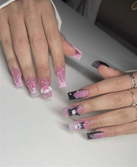Kuromi X My Melody Nails Long Acrylic Nails Soft Nails Nails