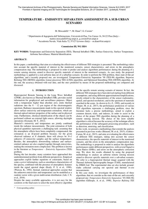 PDF TEMPERATURE EMISSIVITY SEPARATION ASSESSMENT IN A SUB URBAN