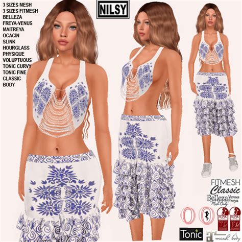 Second Life Marketplace Stringy Top And Ruffled Skirt All Bodies