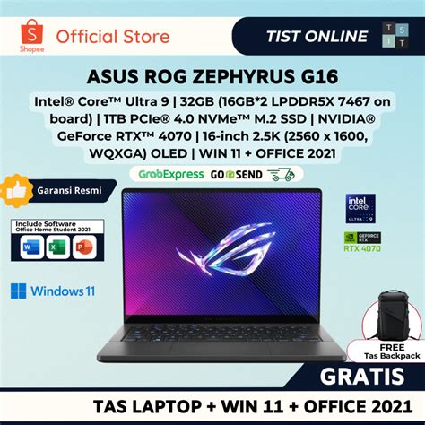 Jual Asus Rog Zephyrus G Gu Mi Oled Core Ultra H Rtx Gb Tb Shopee Indonesia