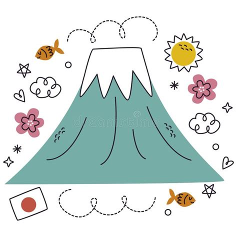 Hand Drawn Japanese Elements Set Vector Illustration Stock Vector