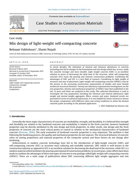 Pdf Mix Design Of Light Weight Self Compacting Concrete