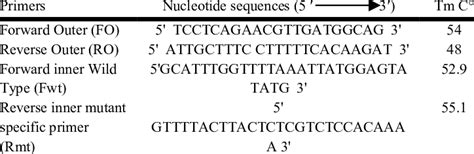 The Oligonucleotide Pcr Tetra Primers Specific For The Jak2v617f Gene Download Scientific Diagram