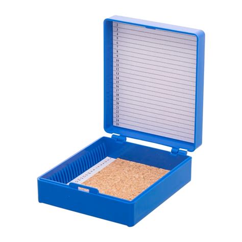 supertek microscope slide boxes slide capacity 25 color blue
