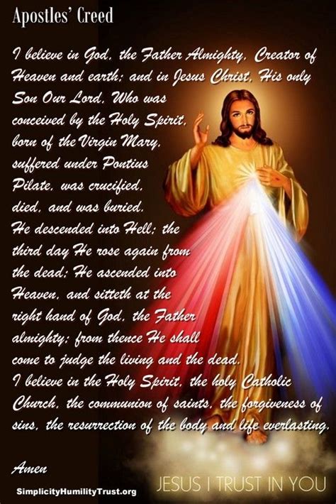 Apostles Creed Divine Mercy Prayer Card I Believe In God The Father