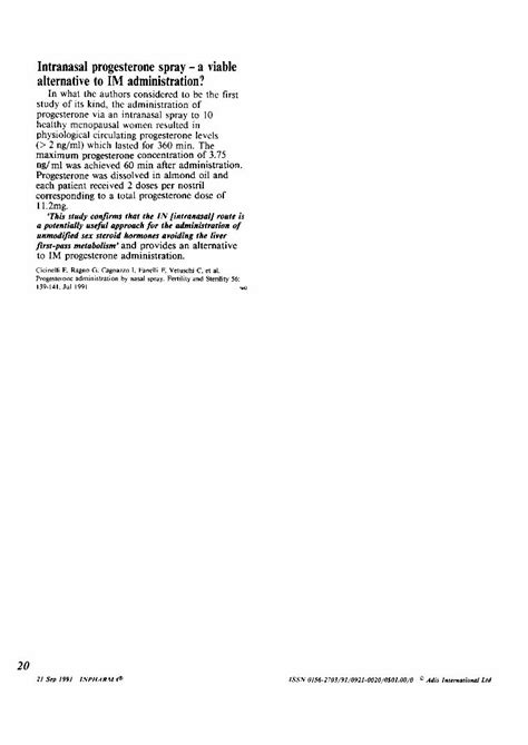 PDF Intranasal Progesterone Spray A Viable Alternative To IM Administration DOKUMEN TIPS