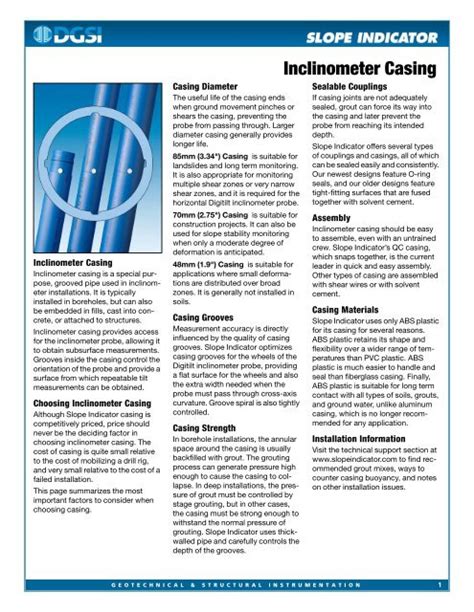 Inclinometer Casing Slope Indicator