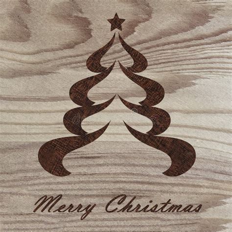 Christmas Tree Engraved On Wood With Pyrography Technique Hobby Diy Do It Yourserlf Stock