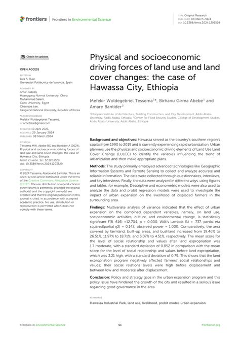 Pdf Physical And Socioeconomic Driving Forces Of Land Use And Land