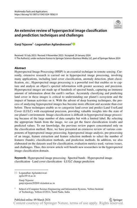 An Extensive Review Of Hyperspectral Image Classification And Prediction Techniques And Challenges