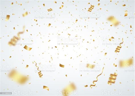 紙吹雪オーバーレイリボンと粒子と金紙吹雪パーティーのお祝いの背景 紙ふぶきのベクターアート素材や画像を多数ご用意 紙ふぶき 吹き流し