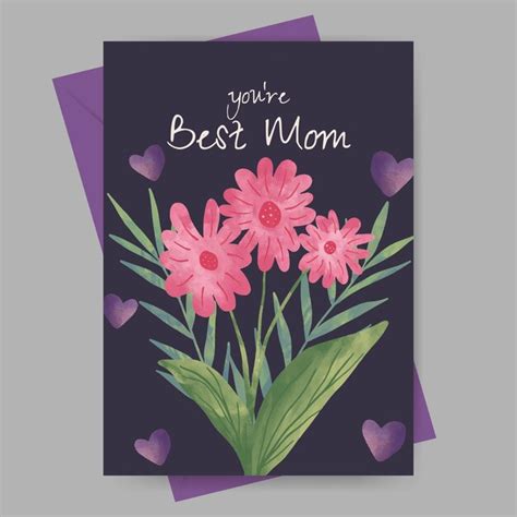 Premium Vector Mothers Day Greeting Card With Flower Watercolor