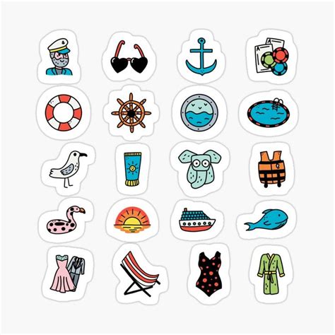 Cruise Sticker Pack Cute Cruise Ship Whale Sunglasses Porthole