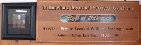 Te Kauwhata RSA Roll Of Honour NZ History