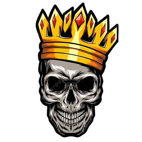 Crânio Rei Coroa Dourada Com Diamantes Vermelhos Png Crânio Coroa De