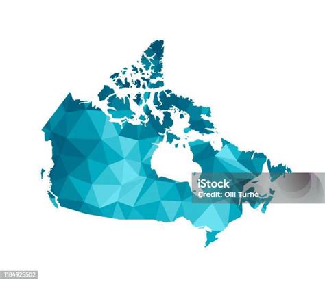 캐나다지도의 단순화 된 파란색 실루엣 벡터 격리 그림 아이콘입니다 다각형 기하학적 스타일 삼각형 모양 흰색 배경 캐나다에 대한 스톡 벡터 아트 및 기타 이미지 Istock