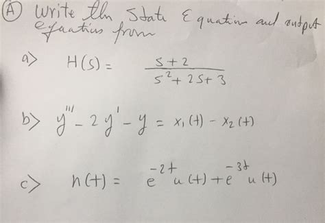 solved write the state equation and output equation form a