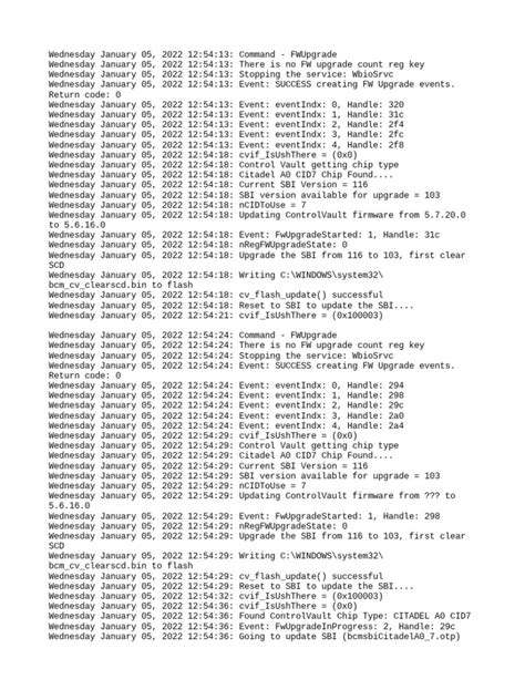 Cvfirmware Upgrade Log Pdf Computer File Windows Registry