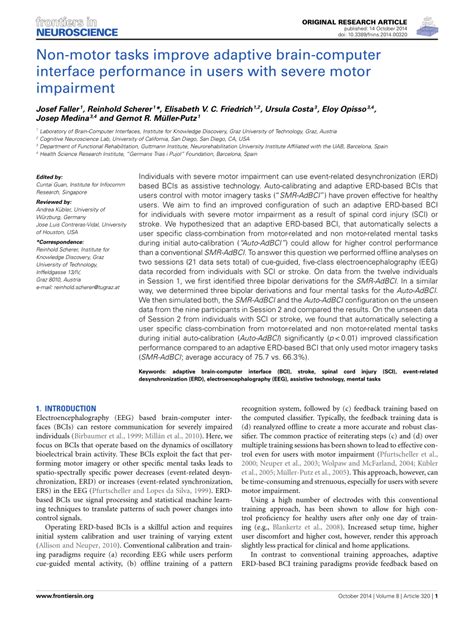 pdf non motor tasks improve adaptive brain computer interface