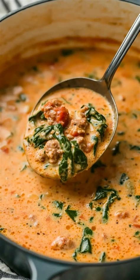 Creamy Italian Sausage Spinach Soup We Are Recipes