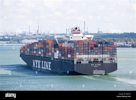Container Ship Nyk Altair Leaving Southampton Dock With Full Cargo Load