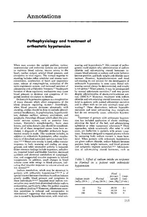 Pdf Pathophysiology And Treatment Of Orthostatic Hypotension