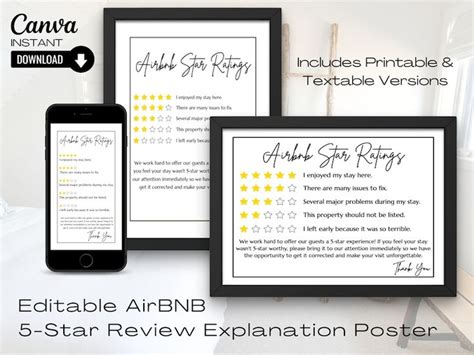 5 Star Rating Explanation Sign Template Airbnb Star Rating System
