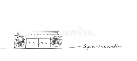 Record Player Tape Recorder One Line Art Continuous Line Drawing Of