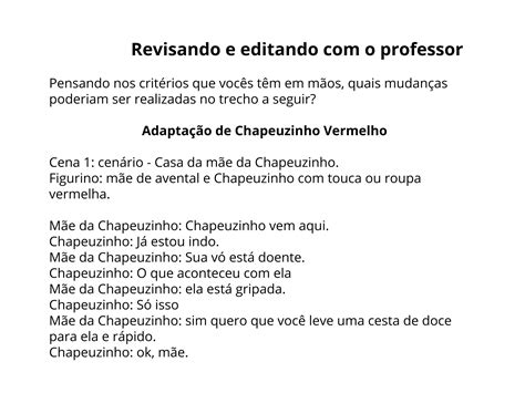 Plano De Aula 6º Ano Produção De Texto Dramático Edição E Revisão