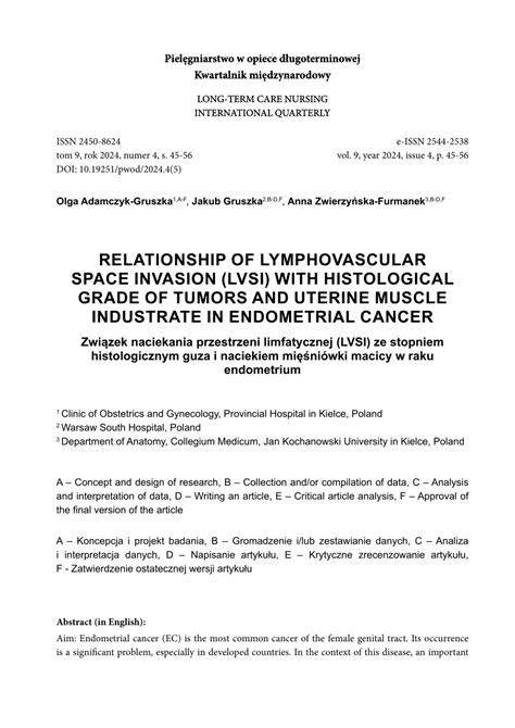 Pdf Relationship Of Lymphovascular Space Invasion Lvsi With Histological Grade Of Tumors And