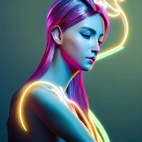 Premium Photo Portrait Of Beautiful Cute Girl In Neon Glow