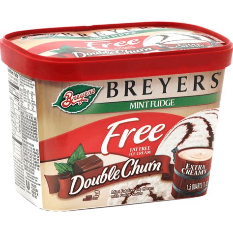 Breyers Double Churn Free Fat Free Ice Cream Mint Fudge Ice Cream
