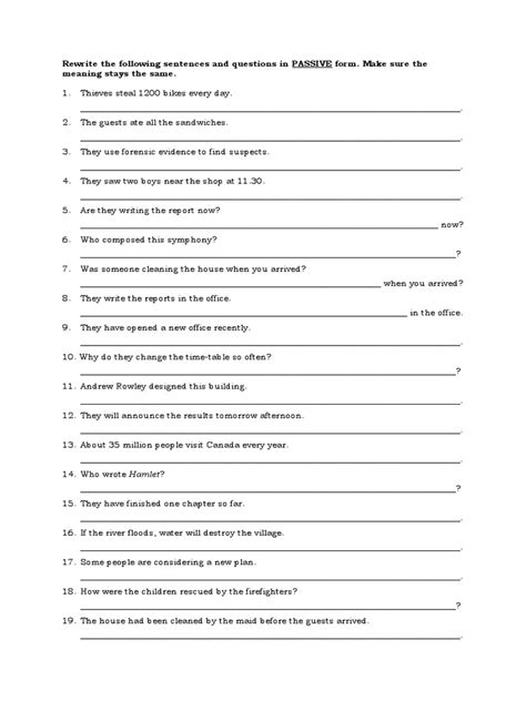 Passive Voice Forms Of Verbs In Context Pdf