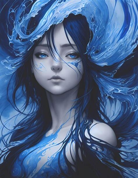 Premium Ai Image Illustration Of A Woman With A Blue Water Flow