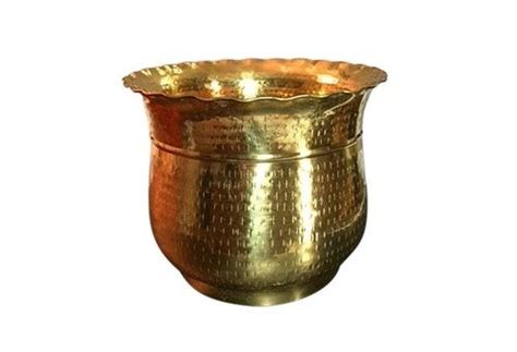 Vintage Mid Century Hammered Brass Planter Pot Dimensions 862 W A 8